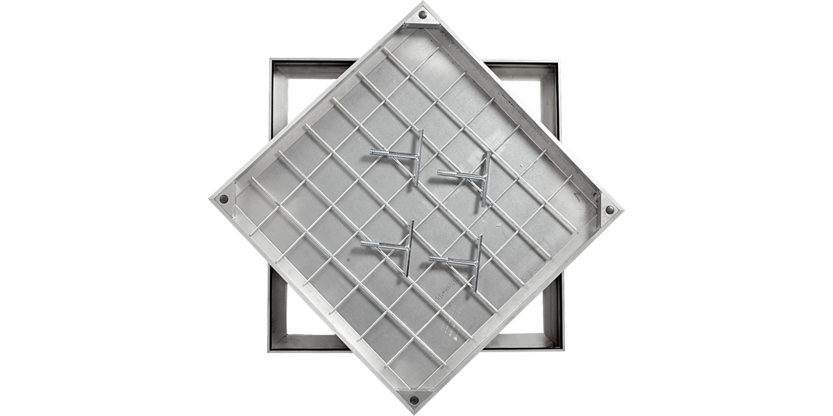 Aluminium Recessed Access Cover, 300mm x 300mm clear opening, 27mm tra
