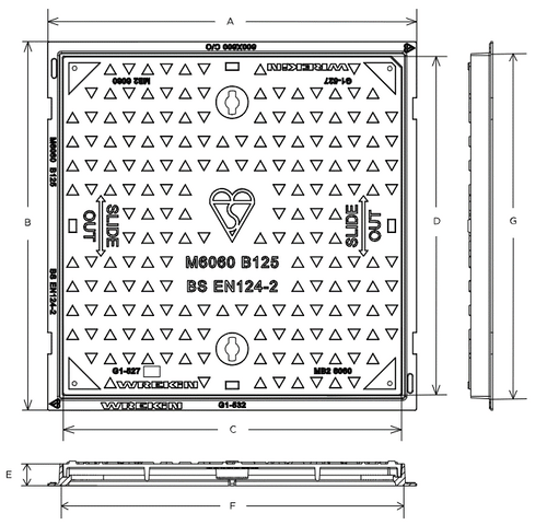 Safeseal B125 manhole cover 600mm x 600mm clear opening with 40mm fram