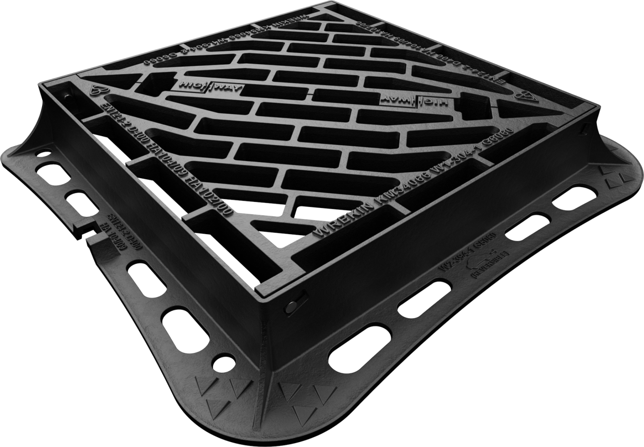 Highway D400 3 flange gully grate 580mm x 580mm clear opening with 100