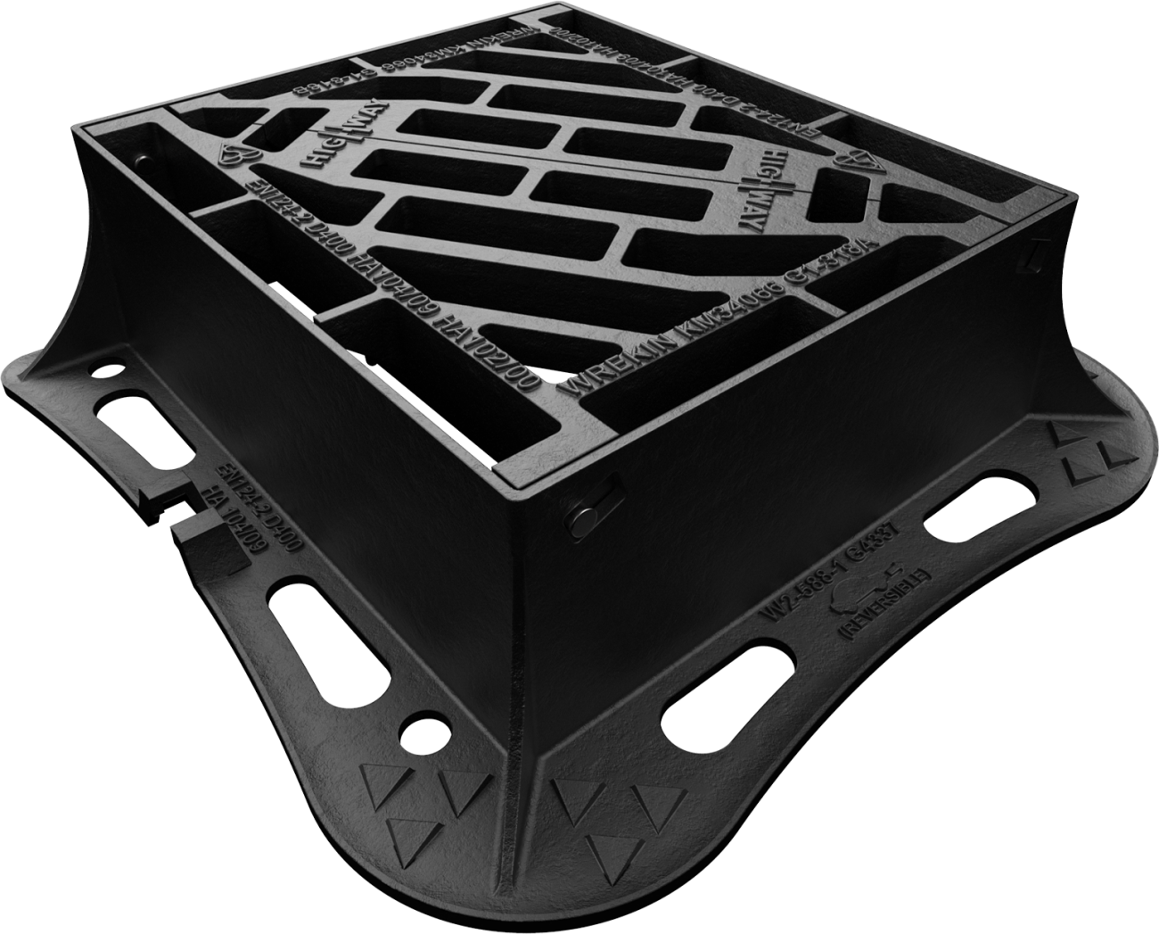 Highway D400 3 flange gully grate 370mm x 430mm clear opening with 150