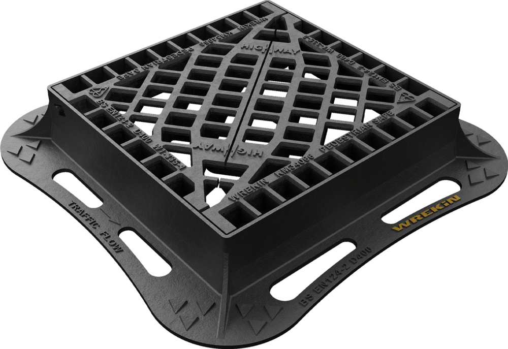 Highway D400 4 flange pedestrian friendly gully grate 425mm x 425mm cl