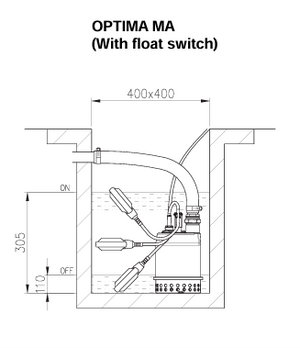 Ebara Optima MA Automatic Submersible Pump - 230v - With Float Switch